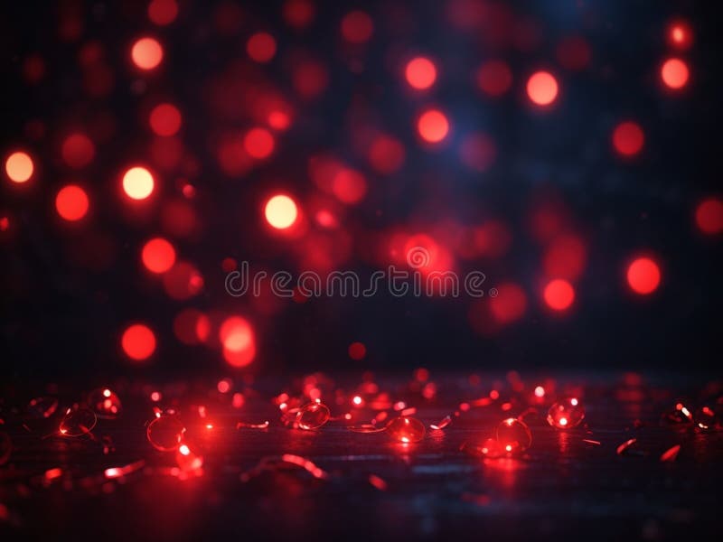 Magic Red Lights on Dark Background Bokeh Effect Stock Illustration ...