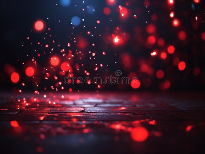 Magic Red Lights on Dark Background Bokeh Effect Stock Illustration ...