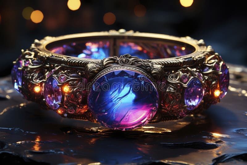 Magic Ring Made of Precious Metal with a Large Gemstone Close-up, AI ...