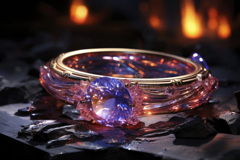 Magic Ring Made of Precious Metal with a Large Gemstone Close-up, AI ...