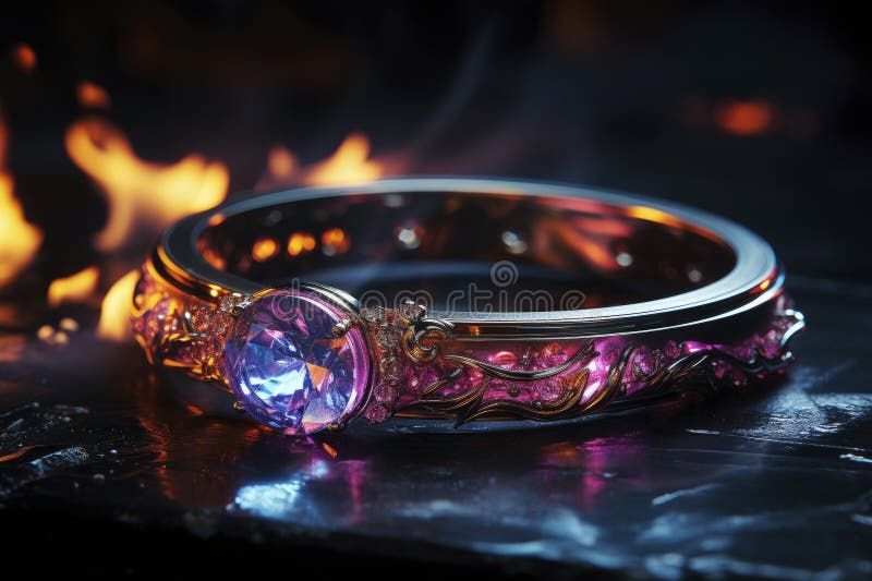 Magic Ring Made of Precious Metal with a Large Gemstone Close-up, AI ...