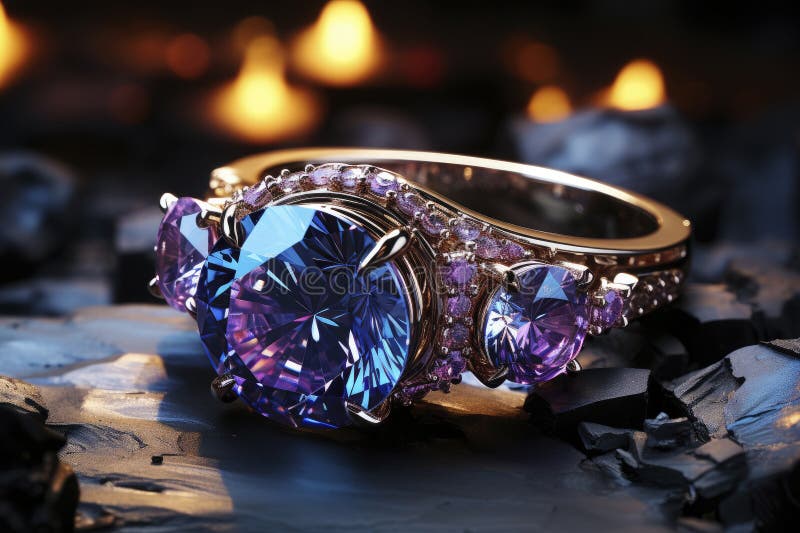 Magic Ring Made of Precious Metal with a Large Gemstone Close-up, AI ...