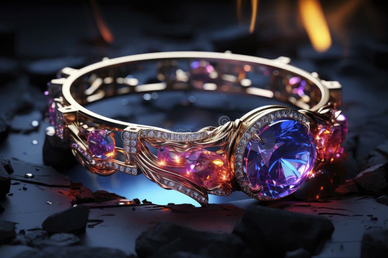 Magic Ring Made of Precious Metal with a Large Gemstone Close-up, AI ...