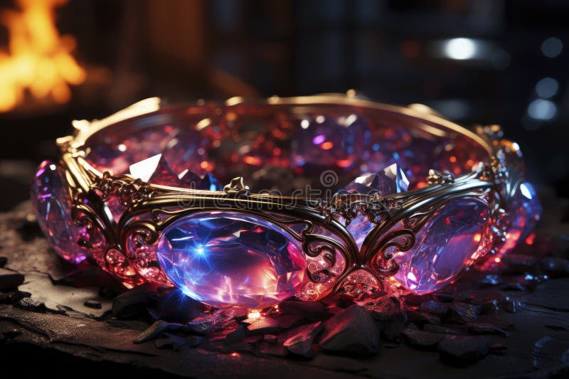 Magic Ring Made of Precious Metal with a Large Gemstone Close-up, AI ...