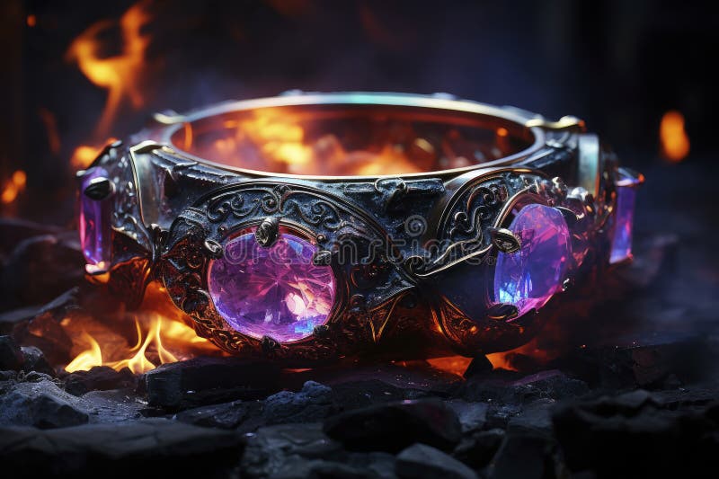 Magic Ring Made of Precious Metal with a Large Gemstone Close-up, AI ...