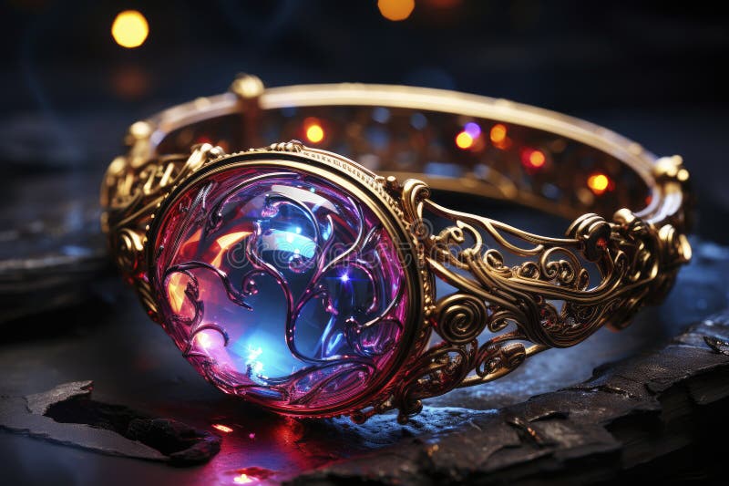 Magic Ring Made of Precious Metal with a Large Gemstone Close-up, AI ...