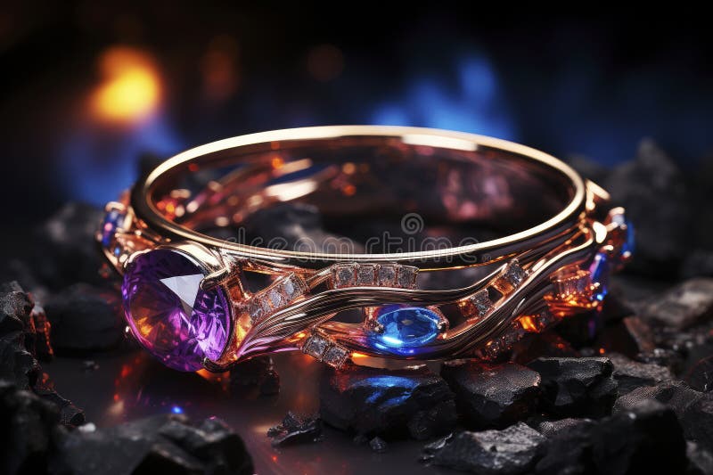 Magic Ring Made of Precious Metal with a Large Gemstone Close-up, AI ...