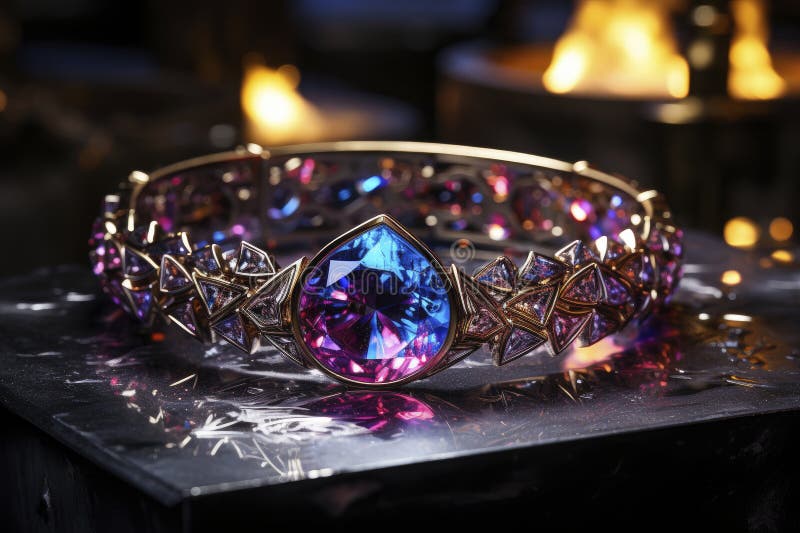 Magic Ring Made of Precious Metal with a Large Gemstone Close-up, AI ...