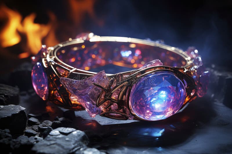 Magic Ring Made of Precious Metal with a Large Gemstone Close-up, AI ...