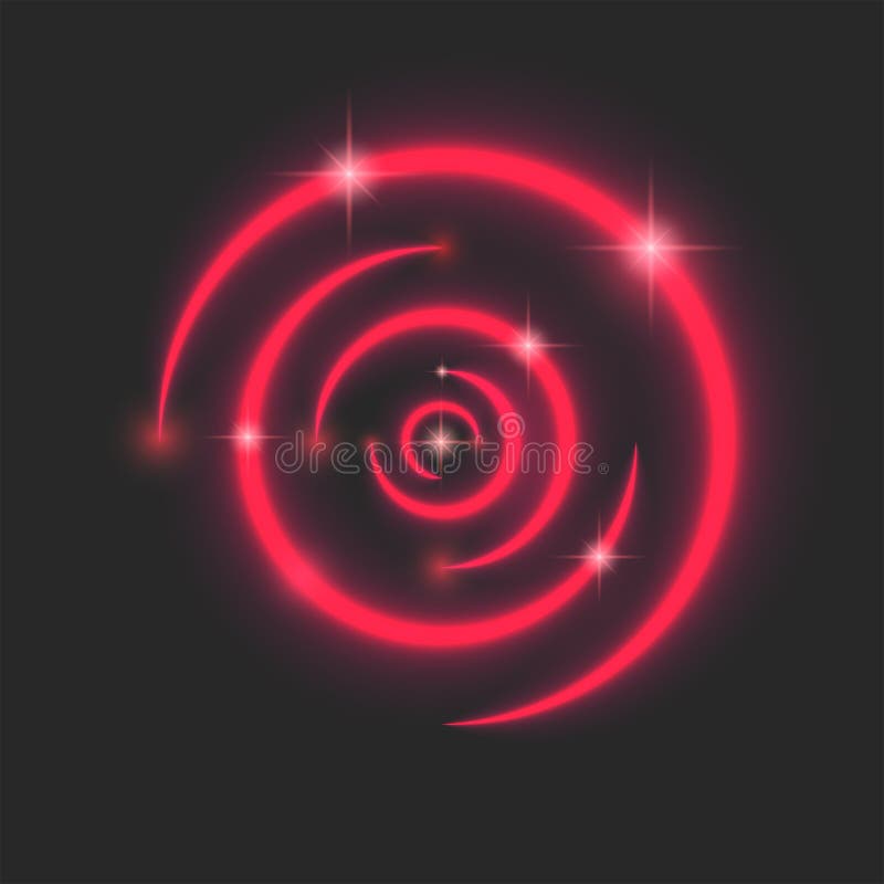 Magic Ripples Red Neon Circle with Sparks and Glowing Particles ...