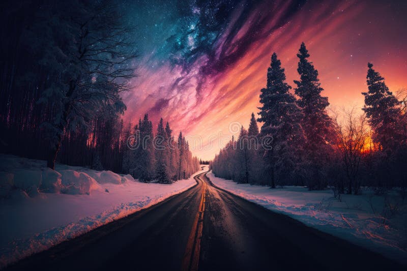 Magic Road with Starry Sky. Illustration AI Generative Stock ...