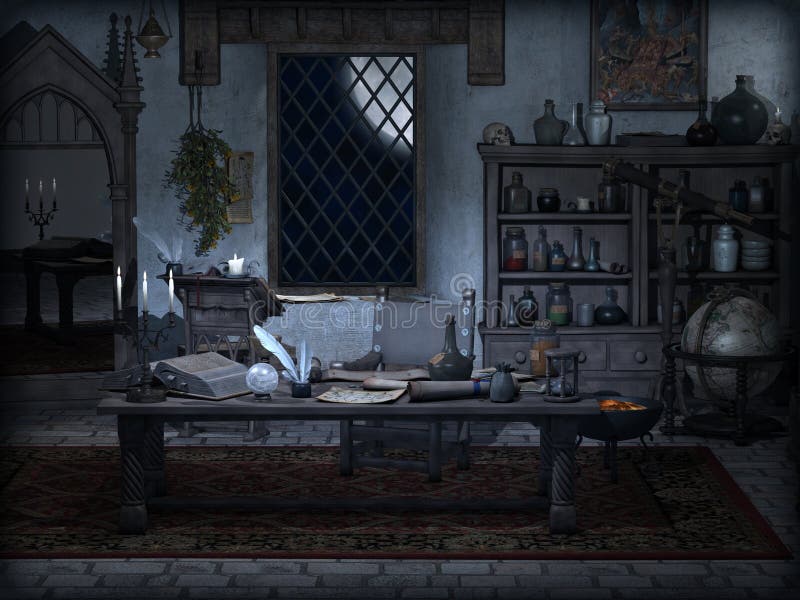 Magic mirror and candles stock illustration. Illustration of magic ...