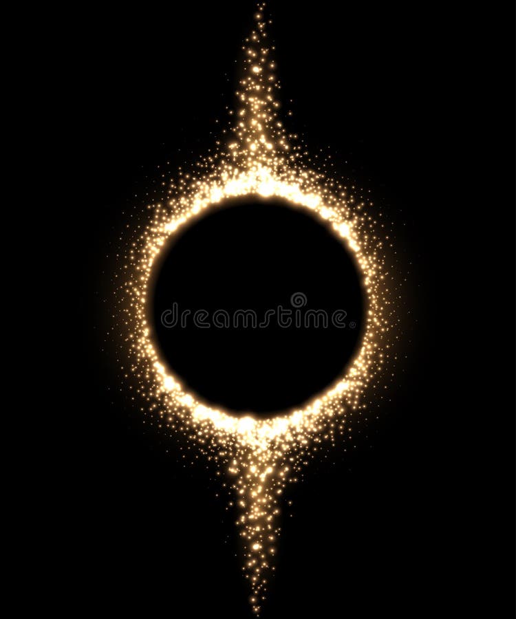 Magic Round Frame with Gold Dust Glitter Light Effect, Flashes of ...