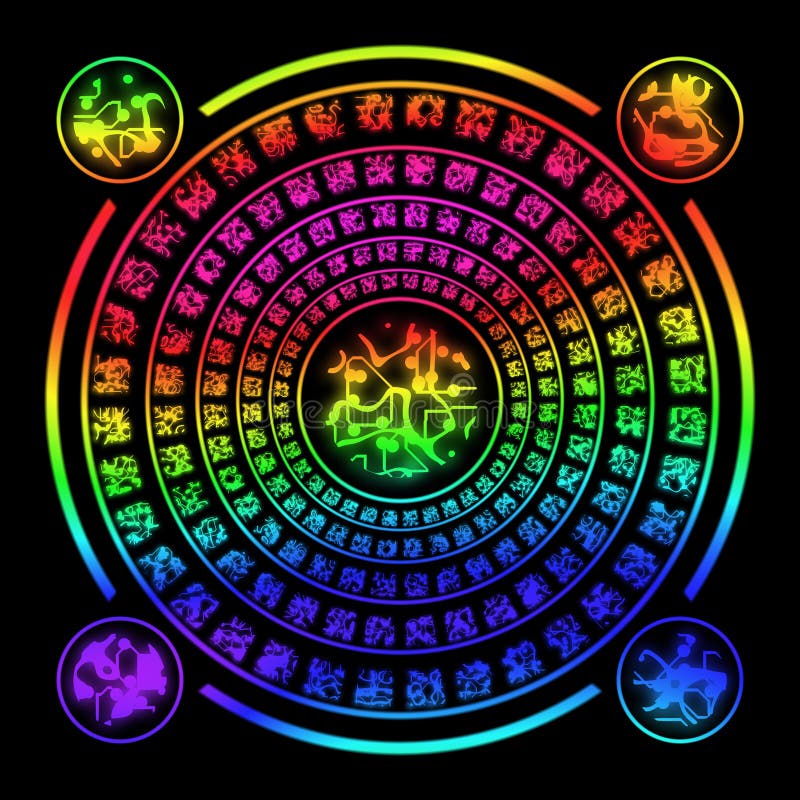 Magic rune circle stock illustration. Illustration of fortune - 67795089