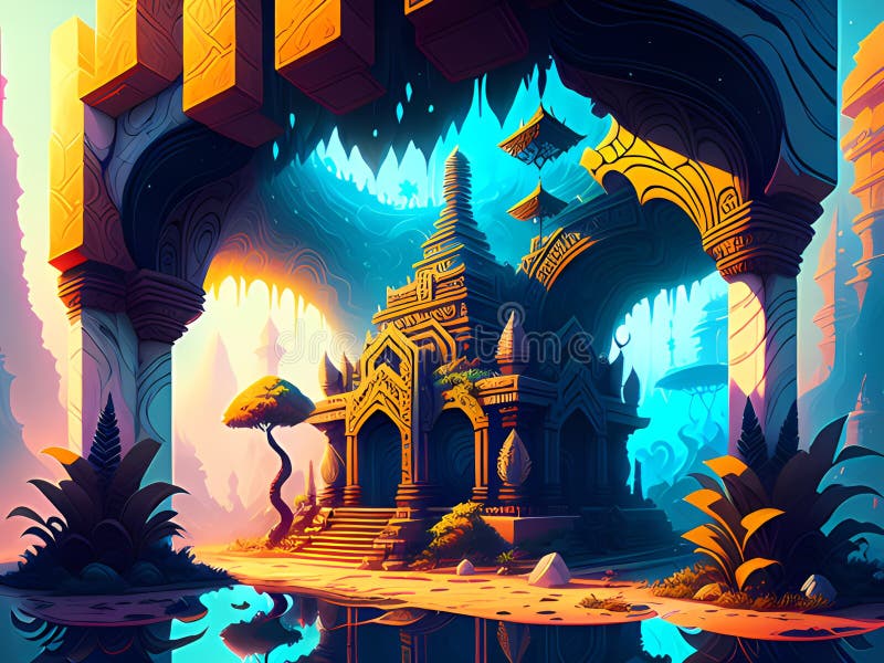 Magic Scene with Ancient Magic Forest in the Dark, Ai Generated Stock ...