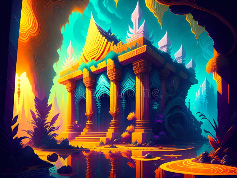 Magic Scene with Ancient Magic Forest in the Dark, Ai Generated Stock ...