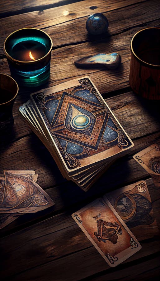 Magic Scene, Mystical Atmosphere, View of Tarot Card on the Table ...