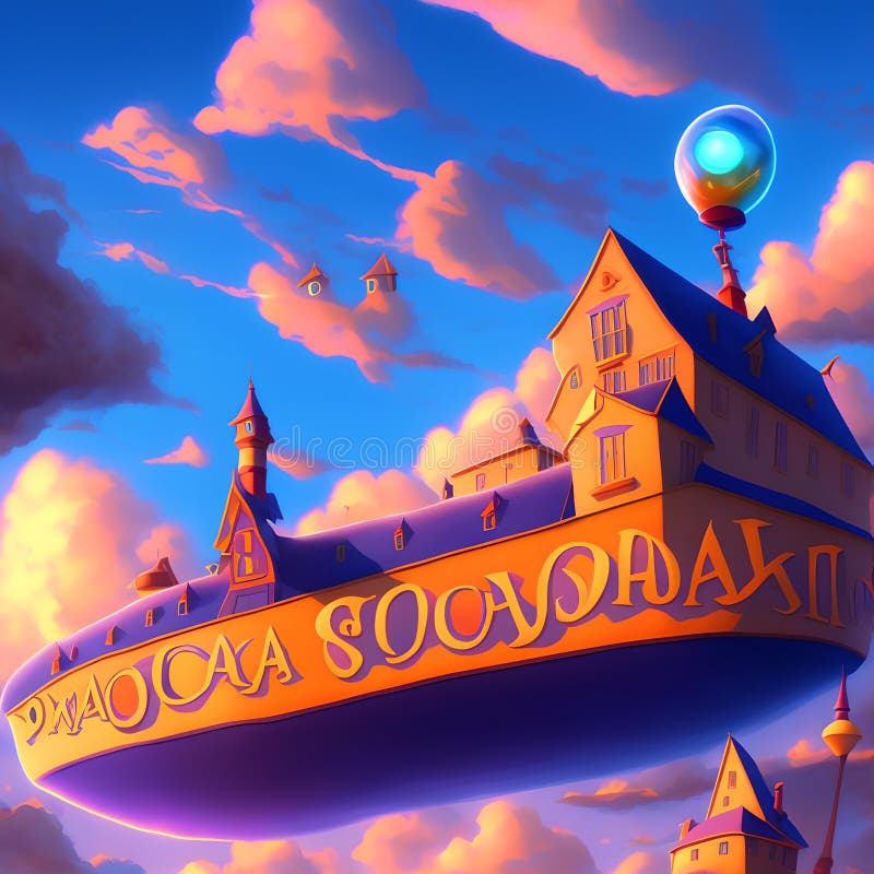 Magic School in the Sky, Generative AI Illustration Stock Illustration ...