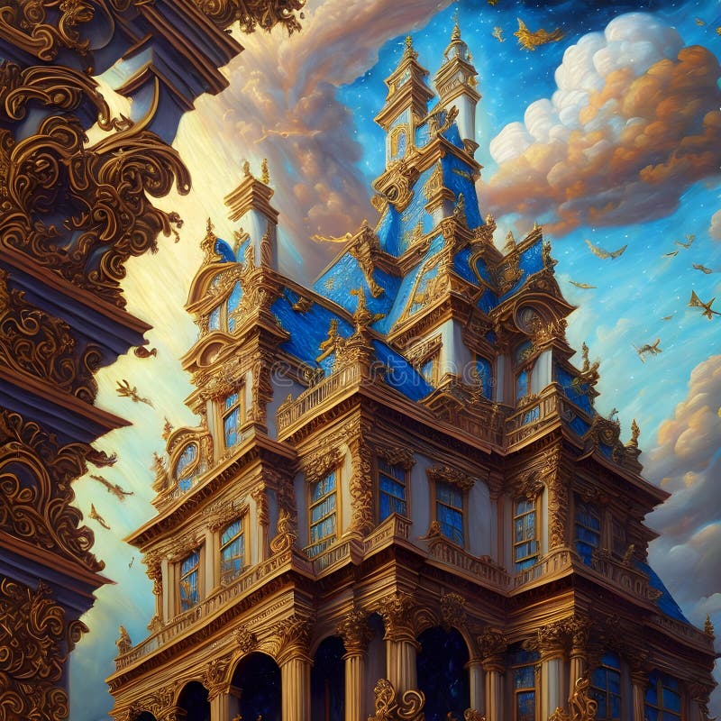 Magic School in the Sky, Generative AI Illustration Stock Illustration ...