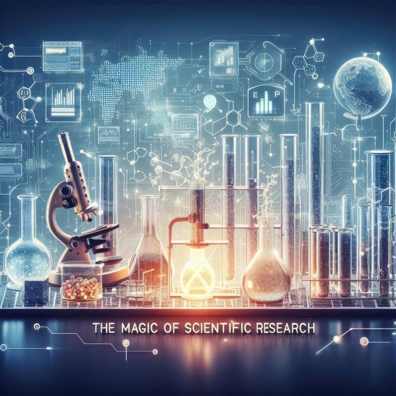 The Magic of Scientific Research. Stock Illustration - Illustration of ...