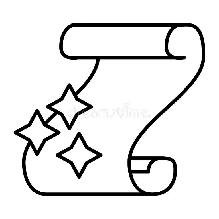 Magic Scroll Thin Line Icon. Folio with a Spell Vector Illustration Isolated on White Stock ...