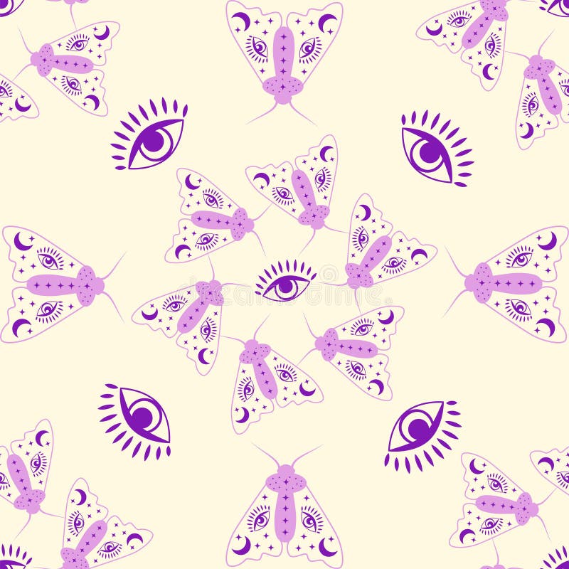Magic Seamless Pattern with Constellations, Sun, Moon, Magic Eyes ...
