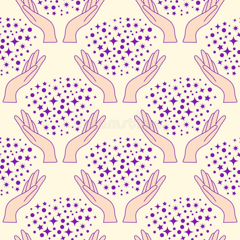 Magic Seamless Pattern with Constellations, Sun, Moon, Magic Eyes ...