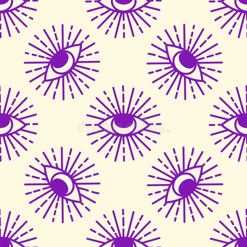 Magic Seamless Pattern with Constellations, Sun, Moon, Magic Eyes ...
