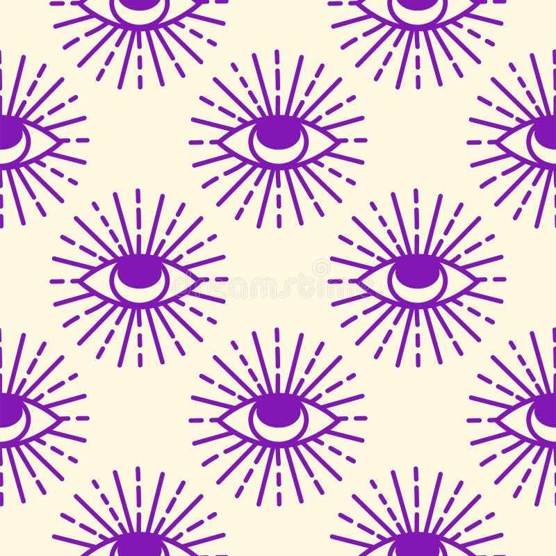 Magic Seamless Pattern with Constellations, Sun, Moon, Magic Eyes ...