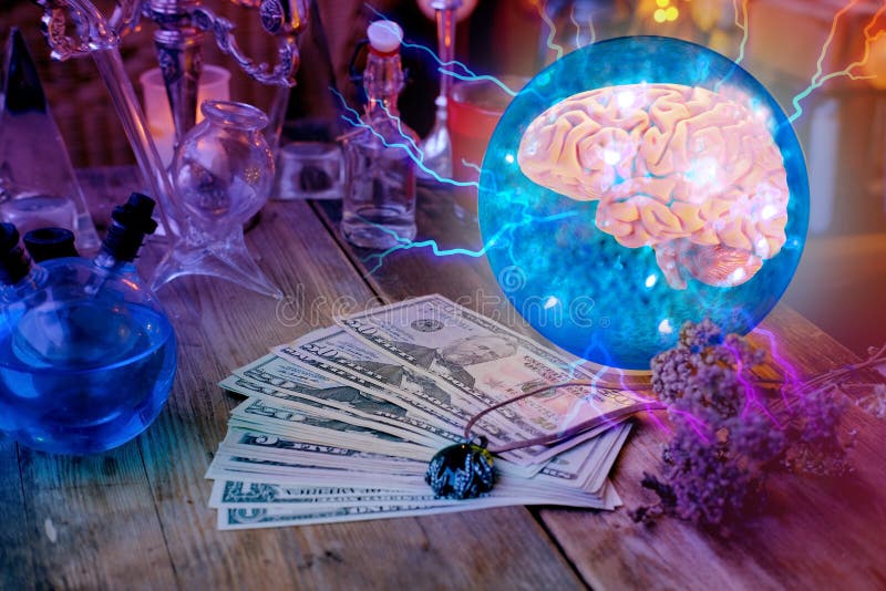 Magic Session, Dollar Banknotes, Money on Esoteric Table, Divination ...