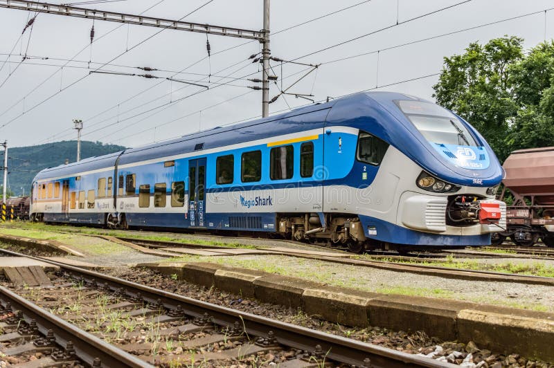 The Magic Shark Train Passing Over Train Tracks Editorial Photography ...