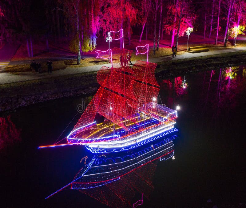 Magic Ship. New Year Art Object Editorial Image - Image of installed ...