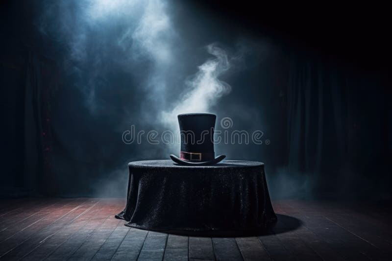 Magic Show. Top Hat on a Table. Dark and Mysterious Atmosphere Stock ...