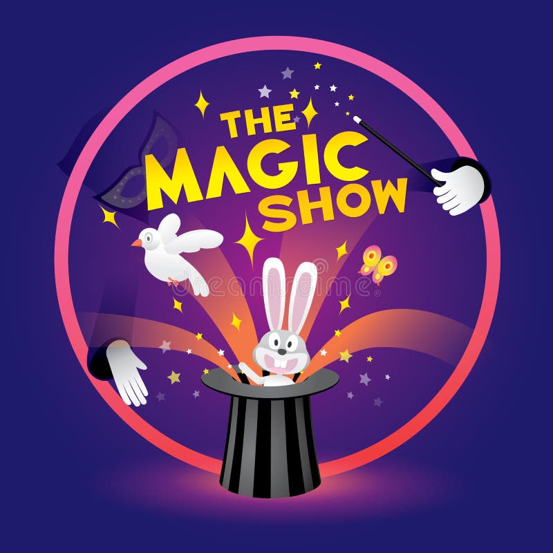 The magic show stock vector. Illustration of rabbit, poster - 69382872