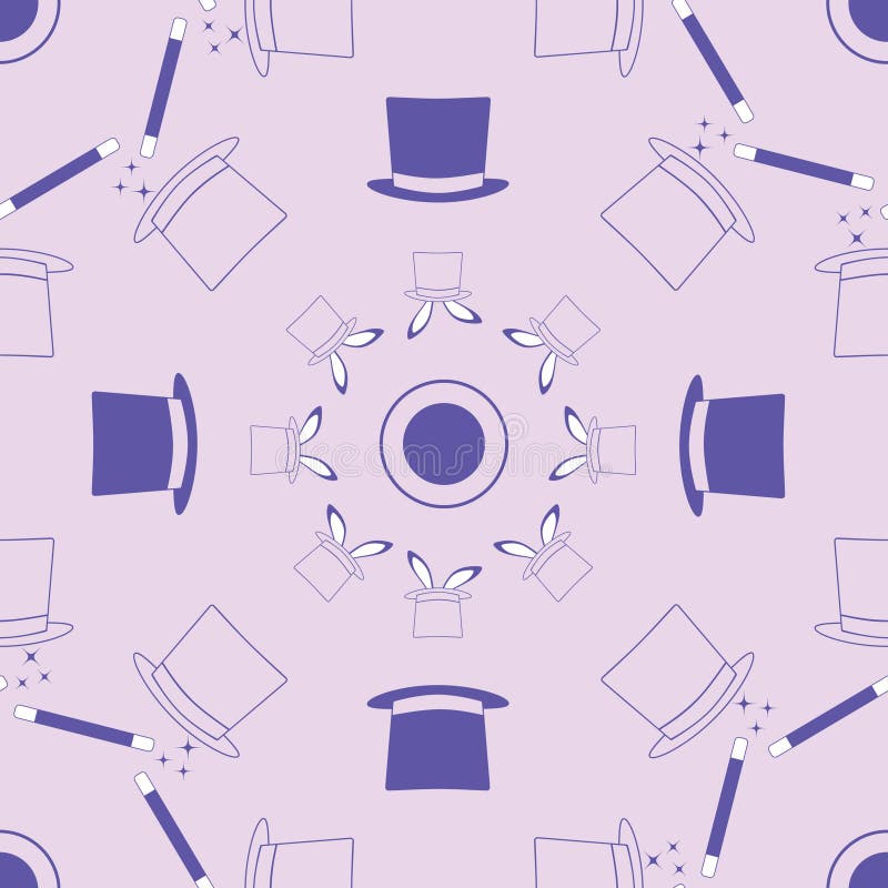 Magic silk hat pattern stock vector. Illustration of stick - 58000429