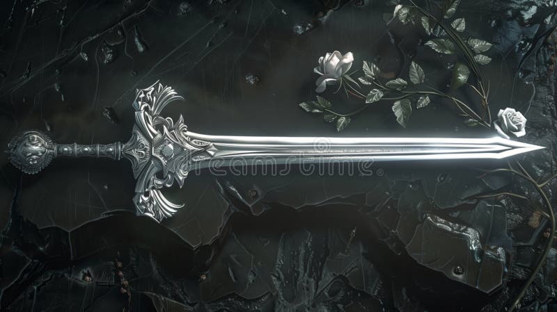 Magic silver rose sword stock image. Image of backdrop - 321558859