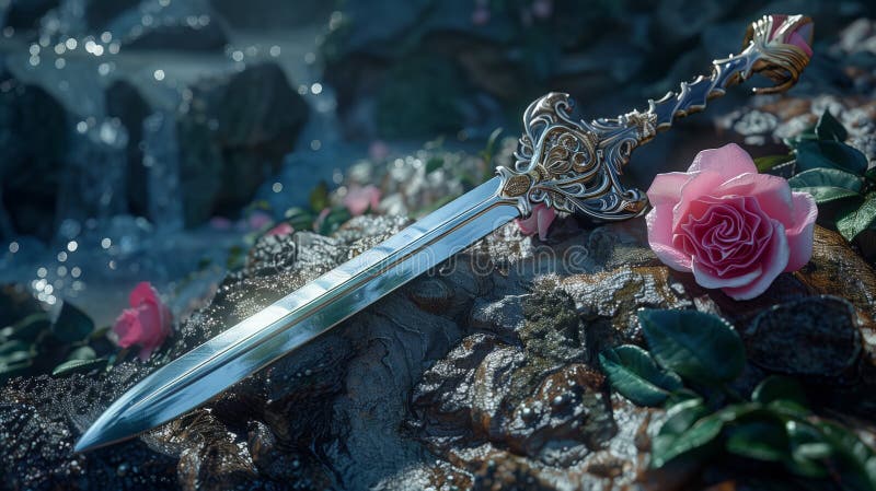 Magic silver rose sword stock photo. Image of abstract - 321558902