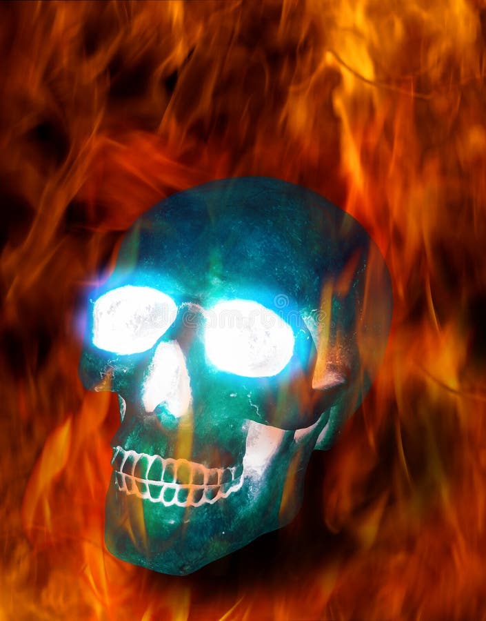 Burning skull stock image. Image of dead, decompose, graveyard - 600925