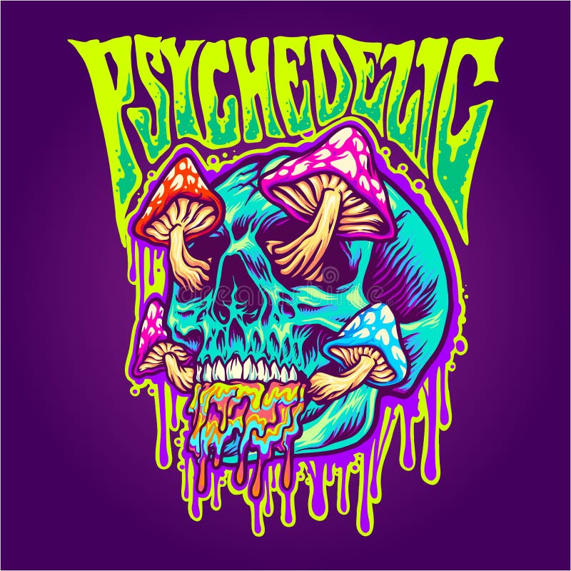 Magic Skull Psychedelic Mushrooms Melting Trippy Colour Illustrations ... Magic Skull Psychedelic Mushrooms Melting Trippy Colour Illustrations ...