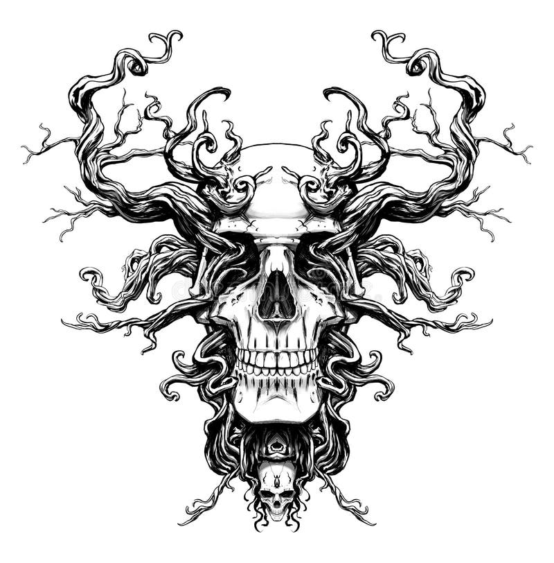 Floral skull stock vector. Illustration of symbol, gothic - 10089330