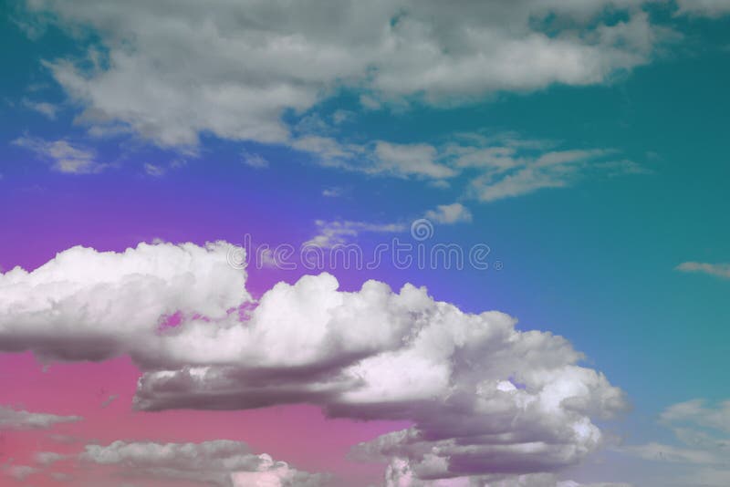 Magic Sky with Fluffy Clouds Toned in Bright Colors Stock Image - Image ...