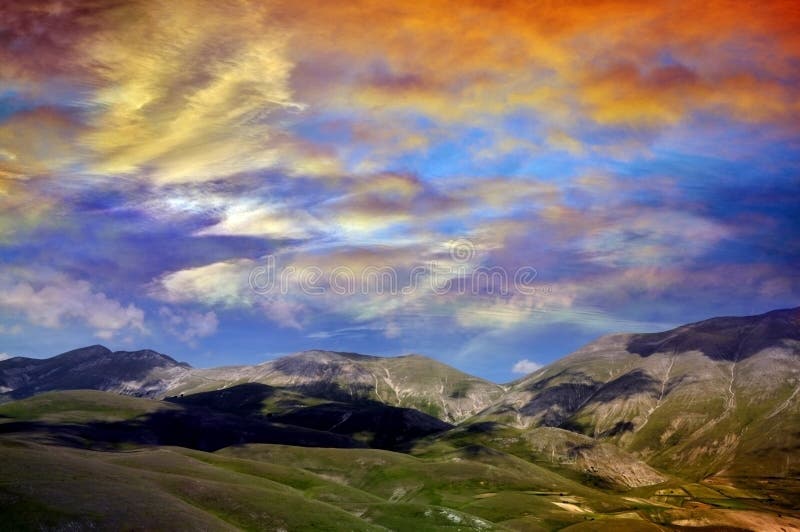 Magic sky over mountains stock image. Image of magic - 42842367