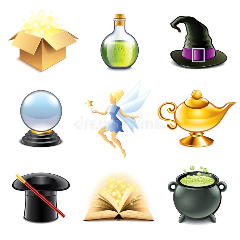 Magic and Sorcery Icons Vector Set Stock Vector - Illustration of ...