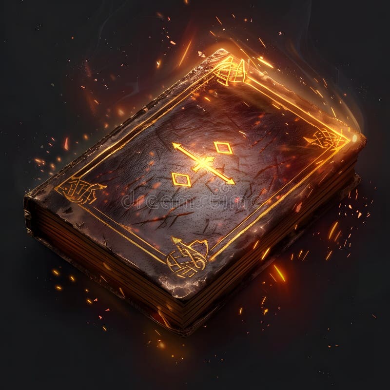 Magical Sorcery Spellbook Magic Leather Book Mystical Glow Stock ...