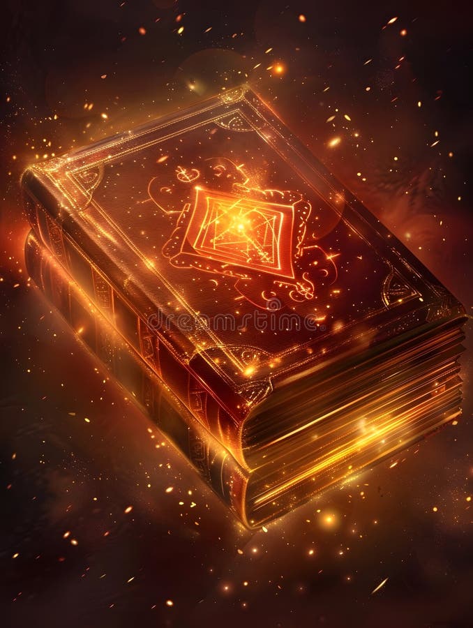 Magical Sorcery Spellbook Magic Leather Book Mystical Glow Stock ...