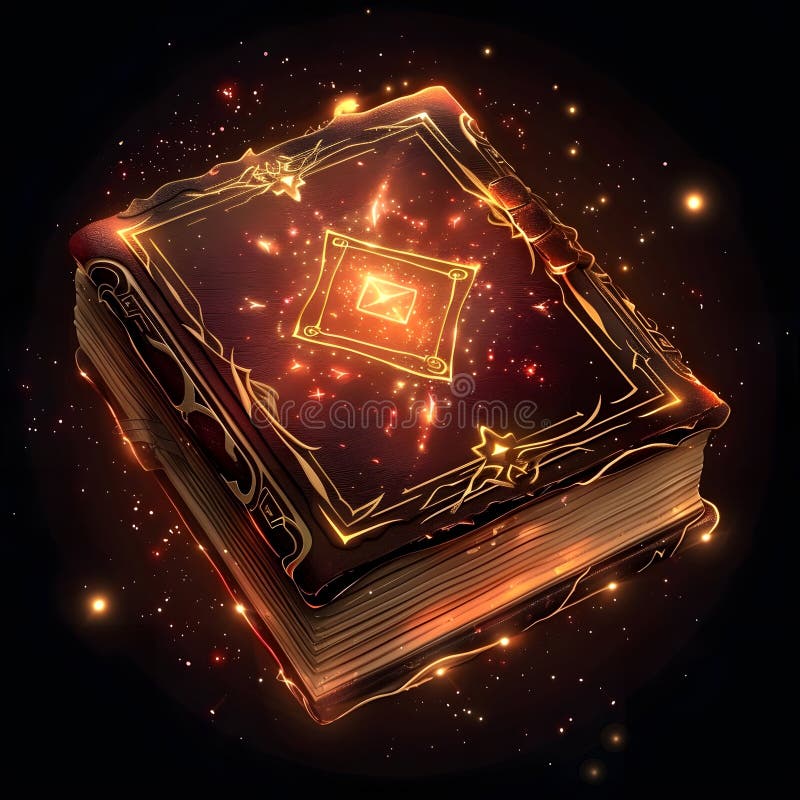 Magical Sorcery Spellbook Magic Leather Book Mystical Glow Stock ...