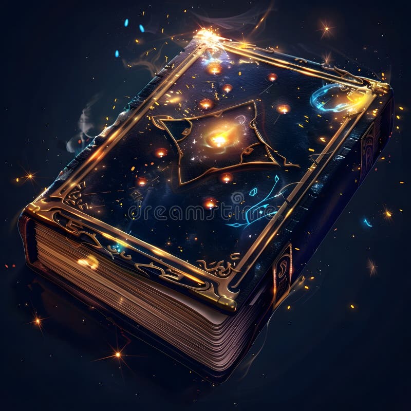 Magical Sorcery Spellbook Magic Leather Book Mystical Glow Stock ...