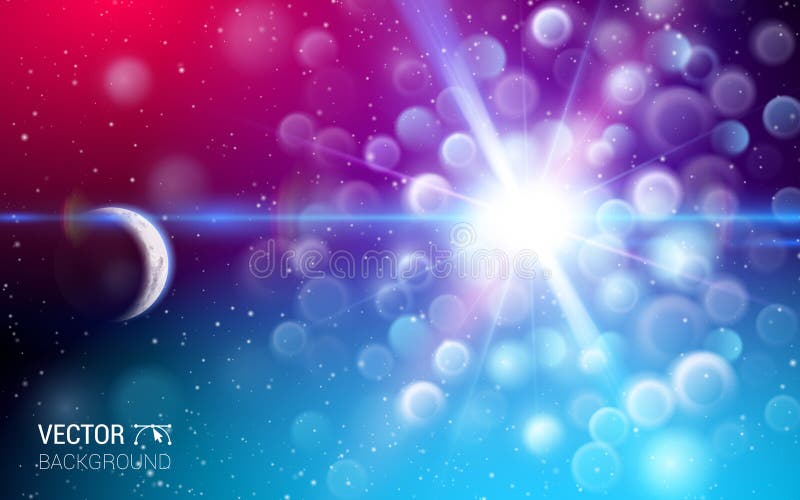 Magic Space Planet Big Bokeh Lights. Effect Realistic Design Elements ...