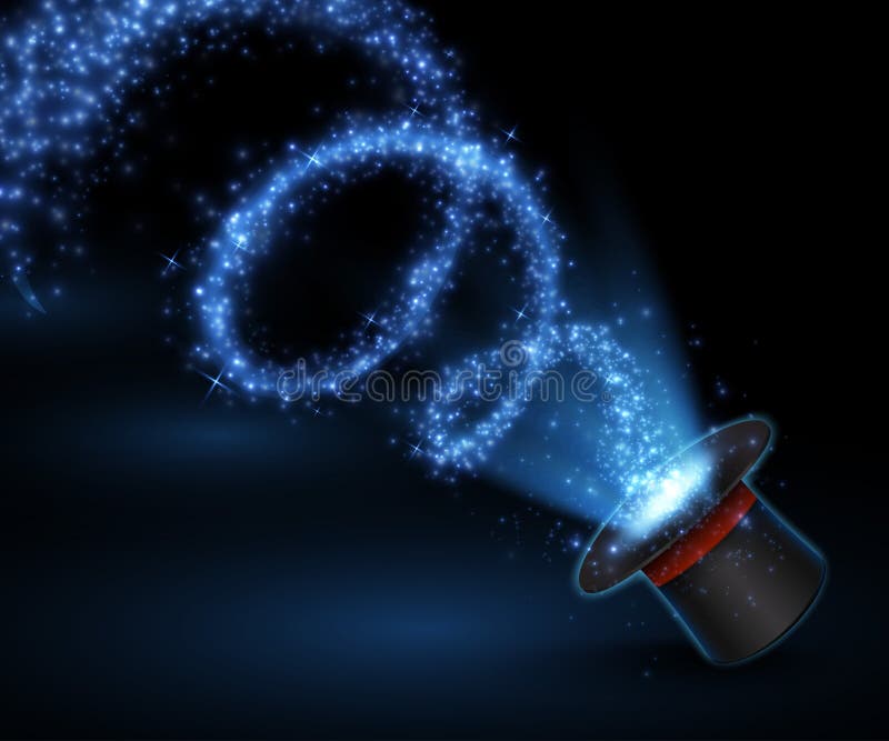 Magic Sparkles Flying from Hat. Vector Background. Stock Vector ...