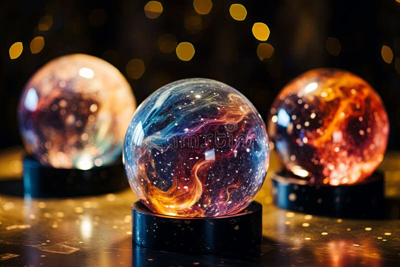 Magic Spheres of Fortune Teller with Galaxy Inside, Mind Power Concept ...